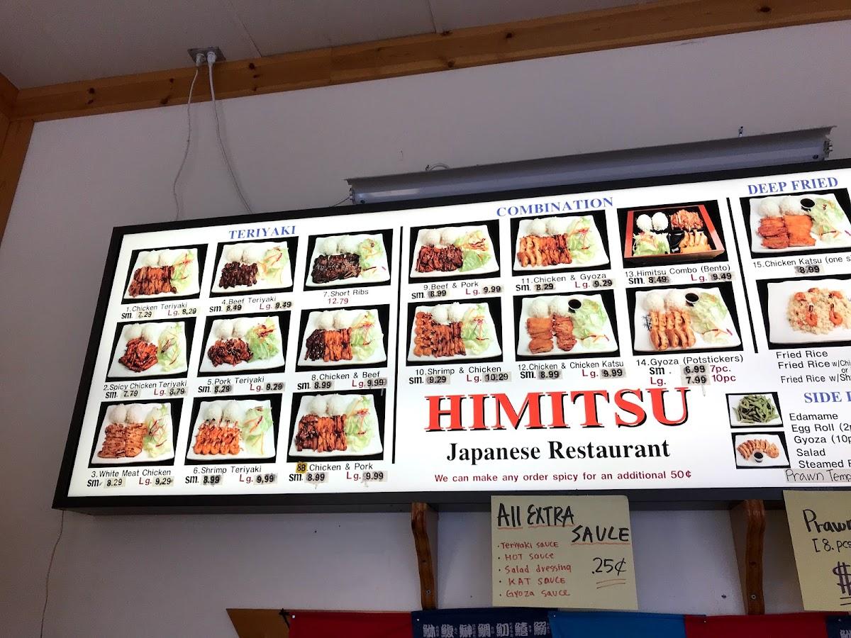 Menu at Himitsu Teriyaki restaurant, Snoqualmie