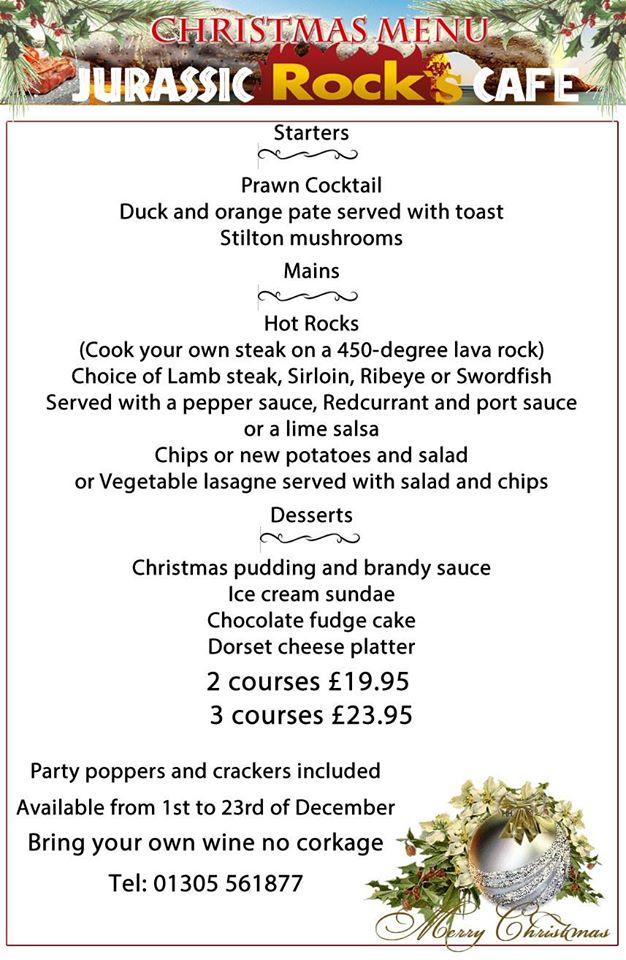 Menu at Jurassic Rocks Cafe, Weymouth