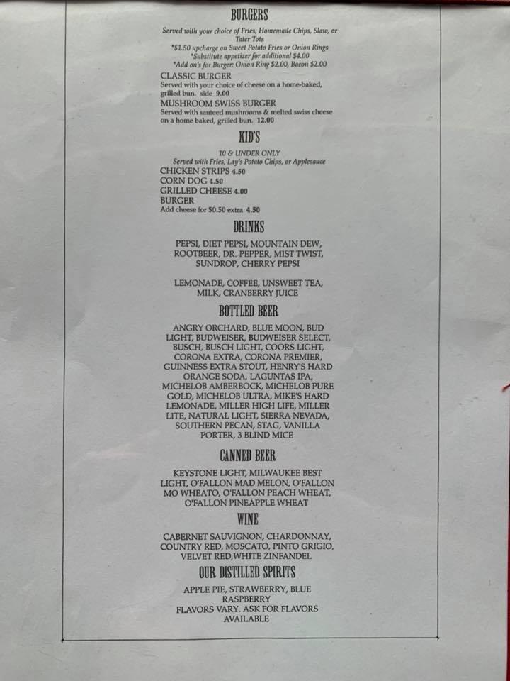 Menu at Krooked Moon Distillery pub & bar, Owensville