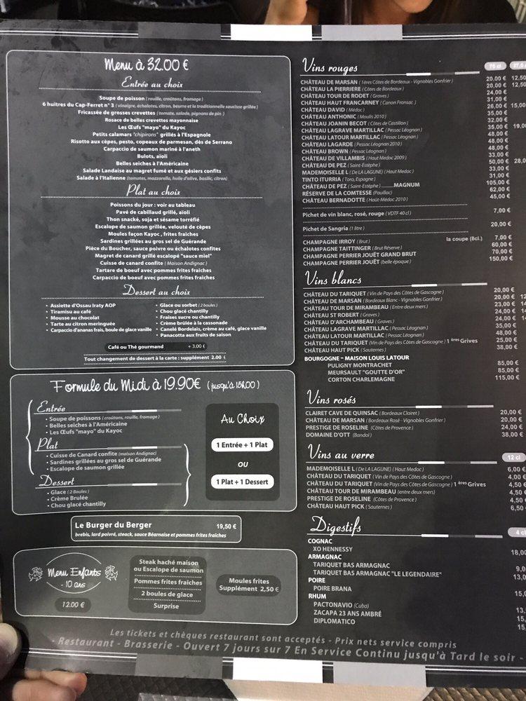 Menu at Le Kayoc restaurant, Lacanau, 2 All. Pierre Ortal