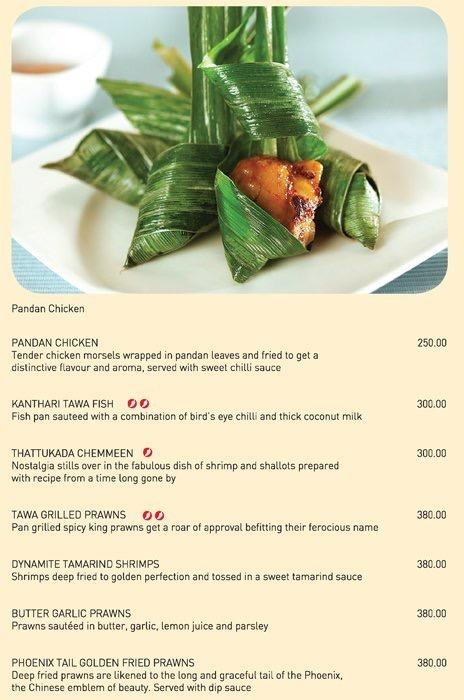 Menu at Paragon, Kochi, Lulu Shopping Mall