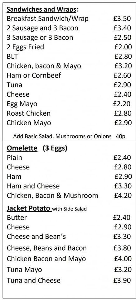 Menu at Tom's Cafe Dunstable, Dunstable