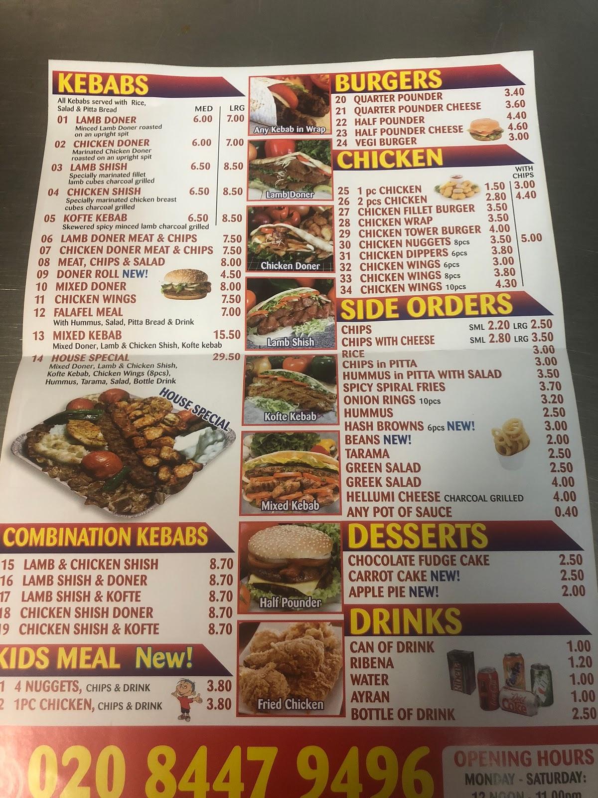 Menu at Turkish Delight, London, 79 Bramley Rd