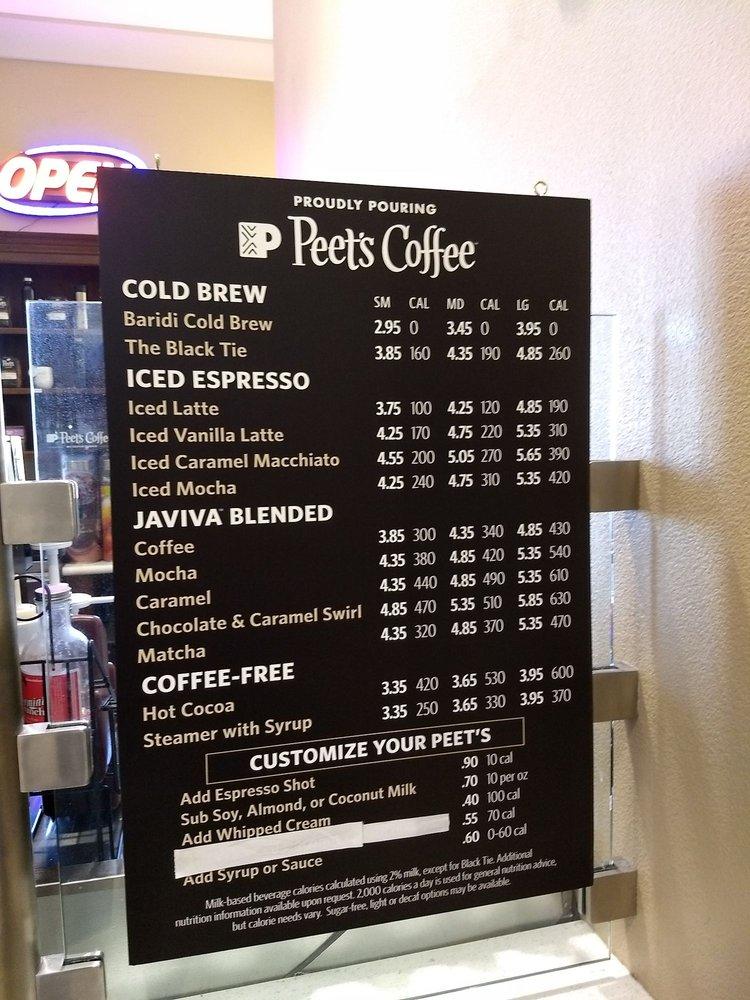 Menu at Peet's Coffee, Yermo