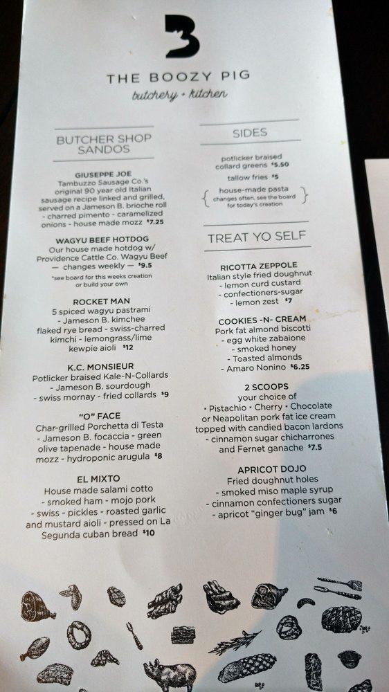Menu at The Boozy Pig restaurant, Tampa, 3255 W Cypress St
