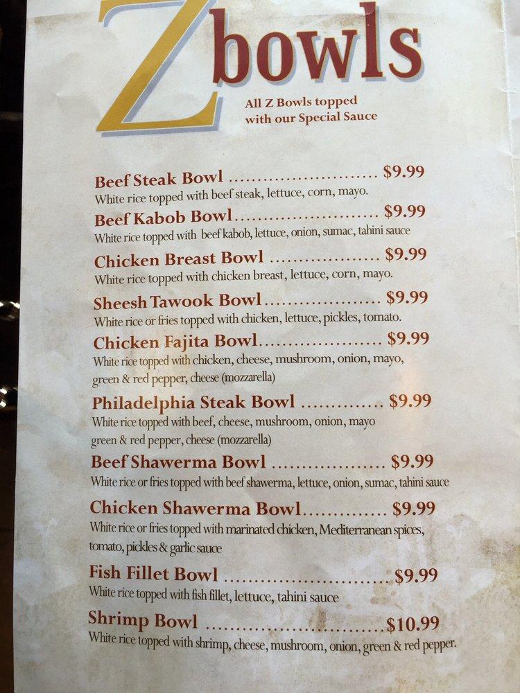 Menu at Zait and Zaatar restaurant, Anaheim, 510 N Brookhurst St #106