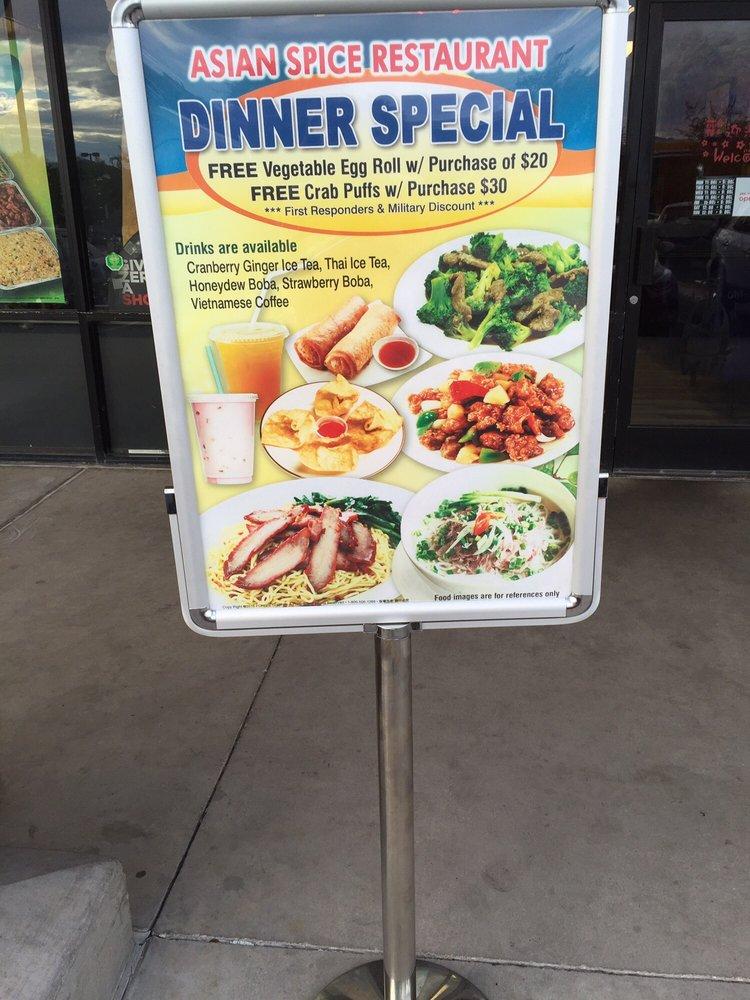 Menu at Asian Spice Restaurant, Tucson