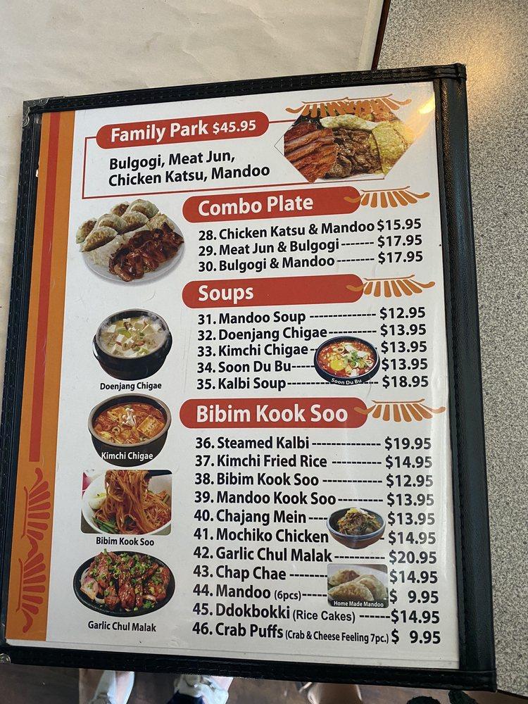Menu at Bibimbap House restaurant, Waipahu