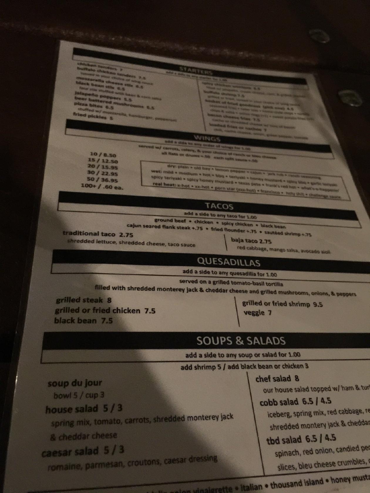 Menu at Jake's Pub & Billiards, Greensboro