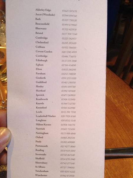 Menu at Loch Fyne Restaurant and Bar, Sunninghill and Ascot
