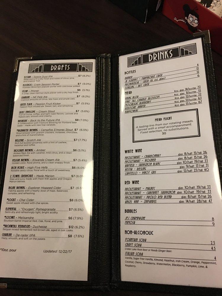 Menu at Mox Boarding House pub & bar, Bellevue, Bel Red Rd