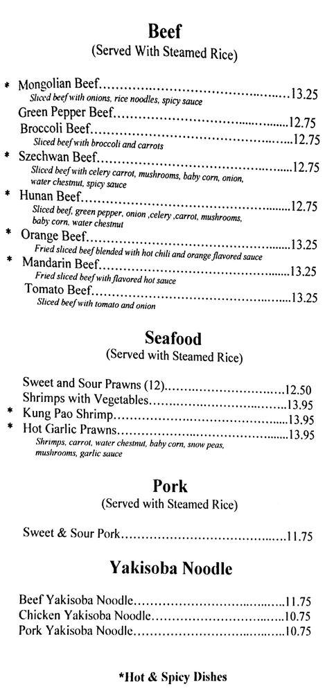 Menu at Peking Chinese Restaurant, East Wenatchee