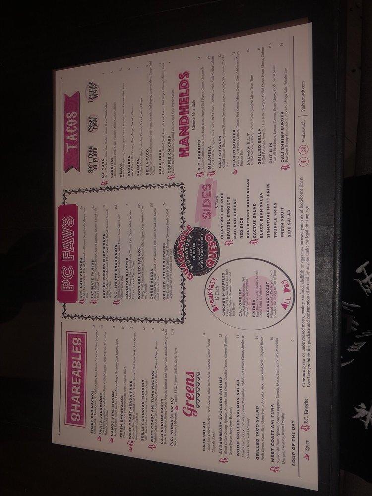 Menu at Pink Cactus pub & bar, Charlotte