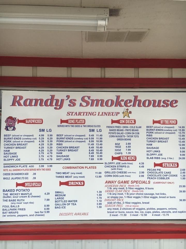 Menu at Randy's Smokehouse & BBQ, New Boston