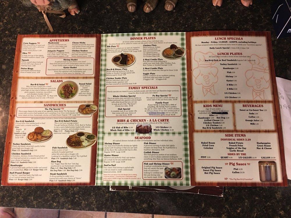 Menu at The Pig Bar-B-Q, Callahan