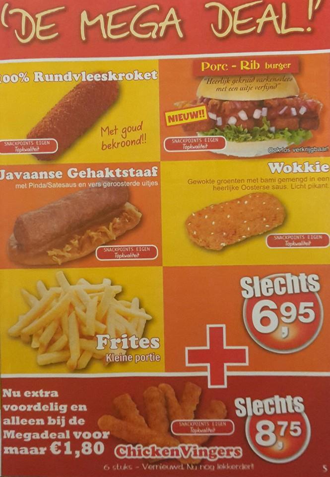 Menu at Snackpoint het Luifeltje, Wilhelminaoord