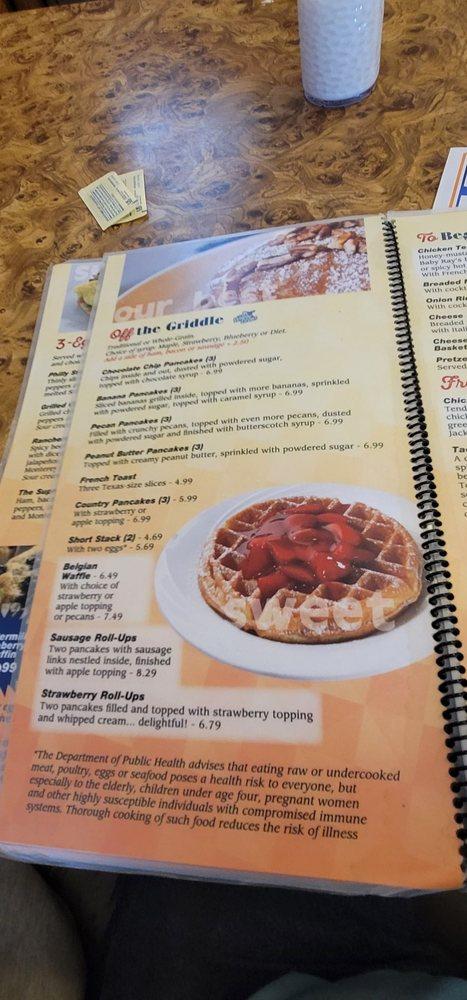 Menu at Sunshine Café restaurant, Seymour