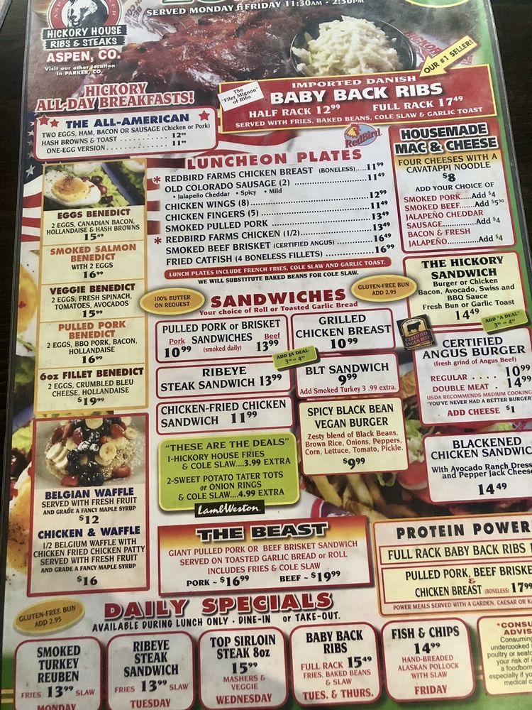 Menu at Aspen Hickory House BBQ, Aspen
