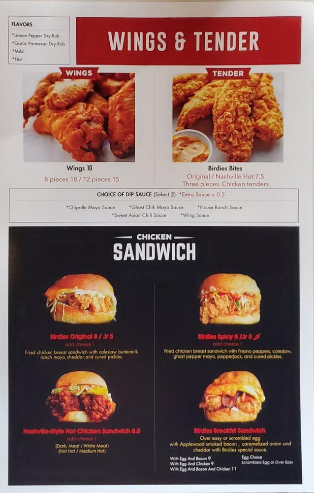 Menu at Birdies restaurant, Norco