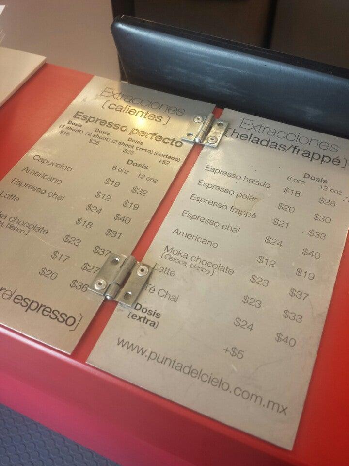 Carta de Café Punta Del Cielo, Ciudad López Mateos, Avenida Vasco de ...