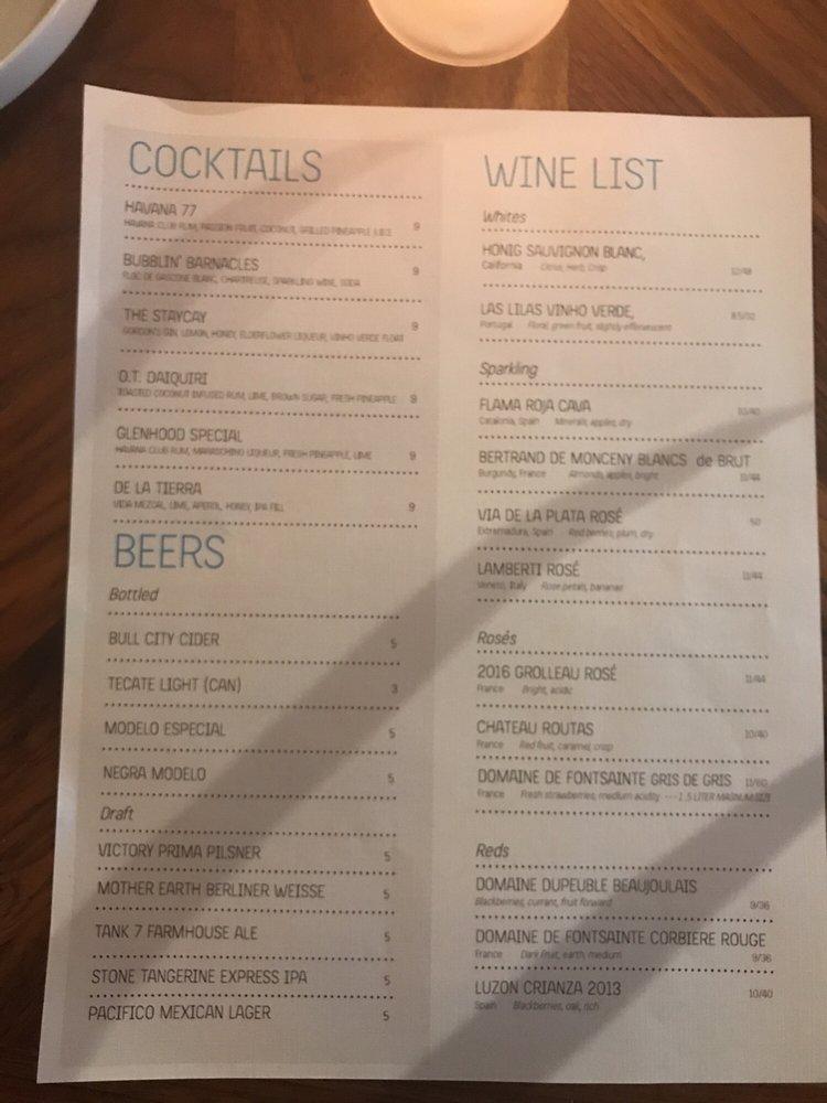 Menu at Cortez Seafood and Cocktail pub & bar, Raleigh