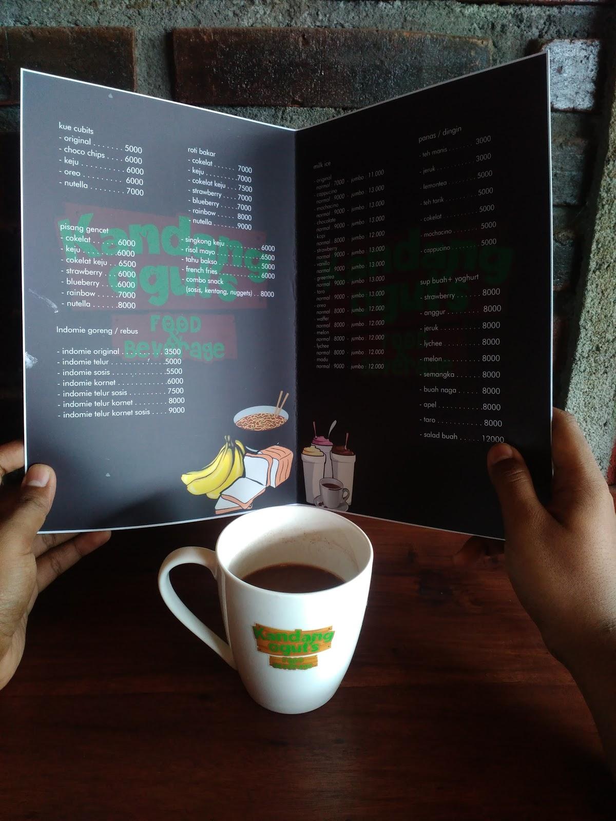 Menu at Kandang ogut's cafeteria, Wonosari