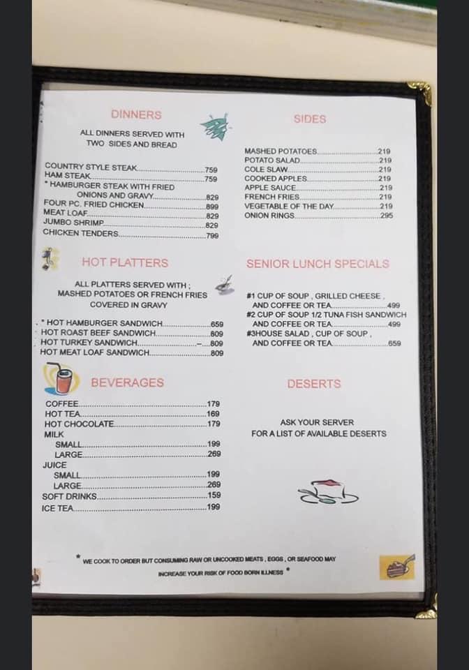 Menu at Lafayette Diner restaurant, Fredericksburg