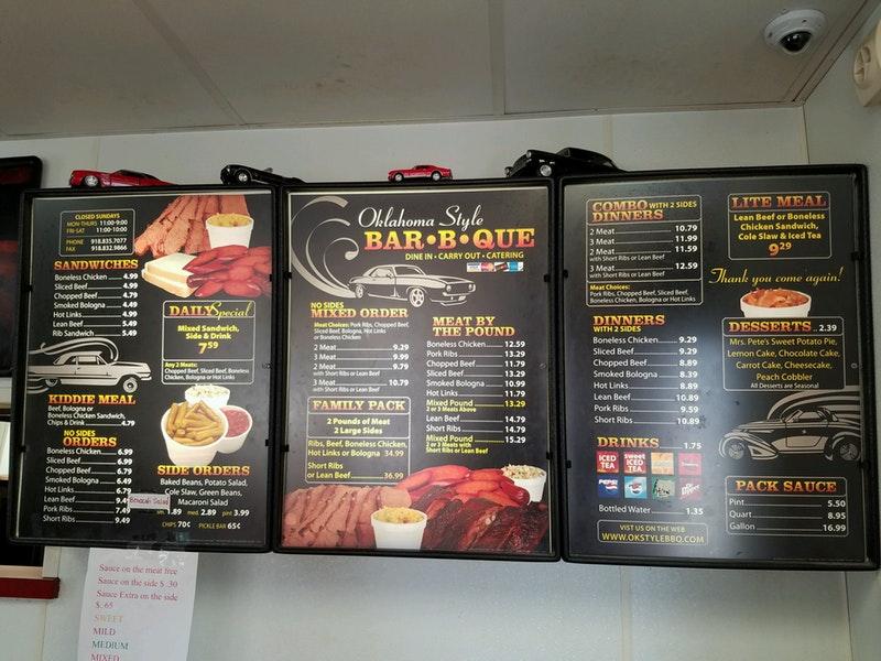 Menu at Oklahoma Style Bar-B-Que, Tulsa, N Harvard Ave
