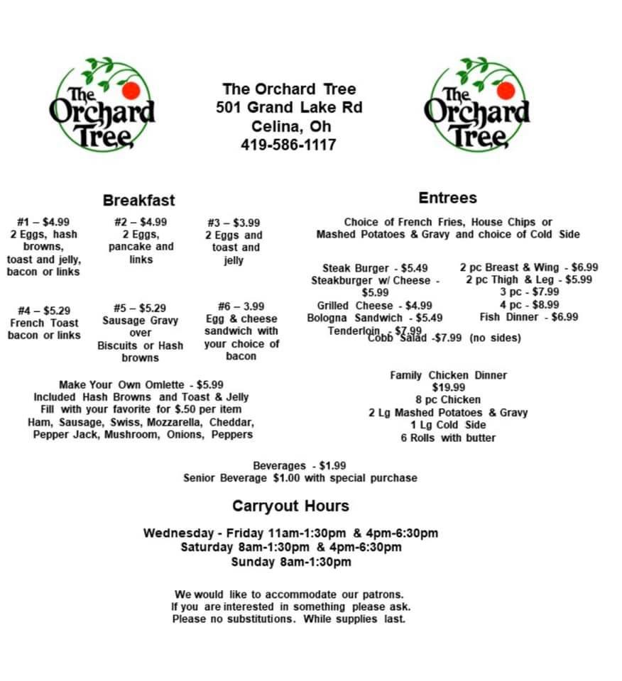 Menu at Orchard Tree Family Restaurant, Celina
