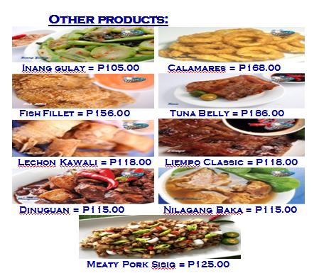 Menu at Pixies Sinugba Bulacan, Baliuag