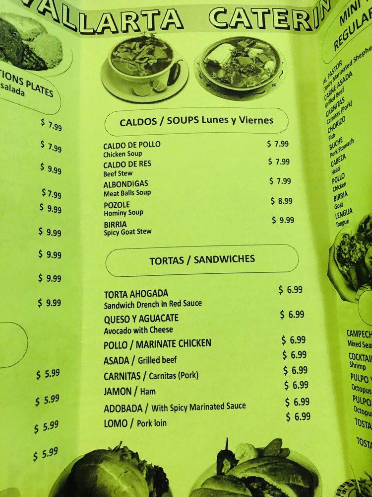 Menu at Vallarta Mexican Food restaurant, Corona