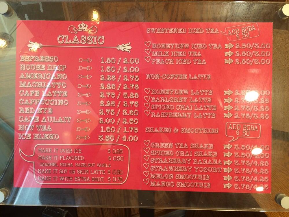 Menu at Caffe Barista, Los Angeles