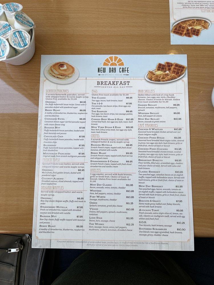 Menu at New Day Cafe Brunch House, Fort Worth