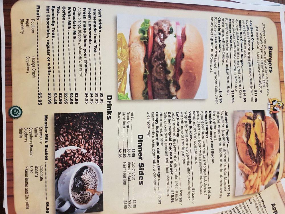 Menu at Jay Bee's Diner - North restaurant, Edmonton