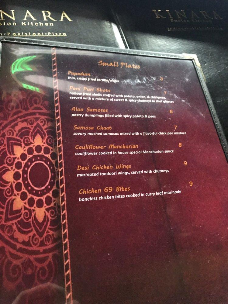 Menu at Kinara Fusion Kitchen restaurant, San Francisco