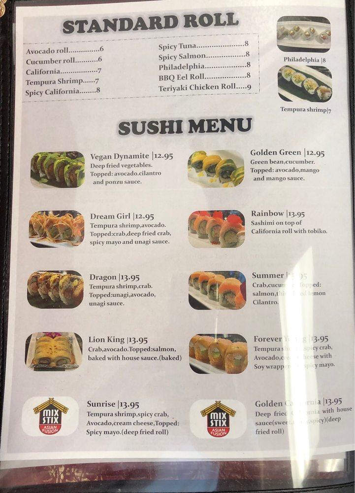 Menu at Mix Stix Asian Fusion restaurant, Soledad