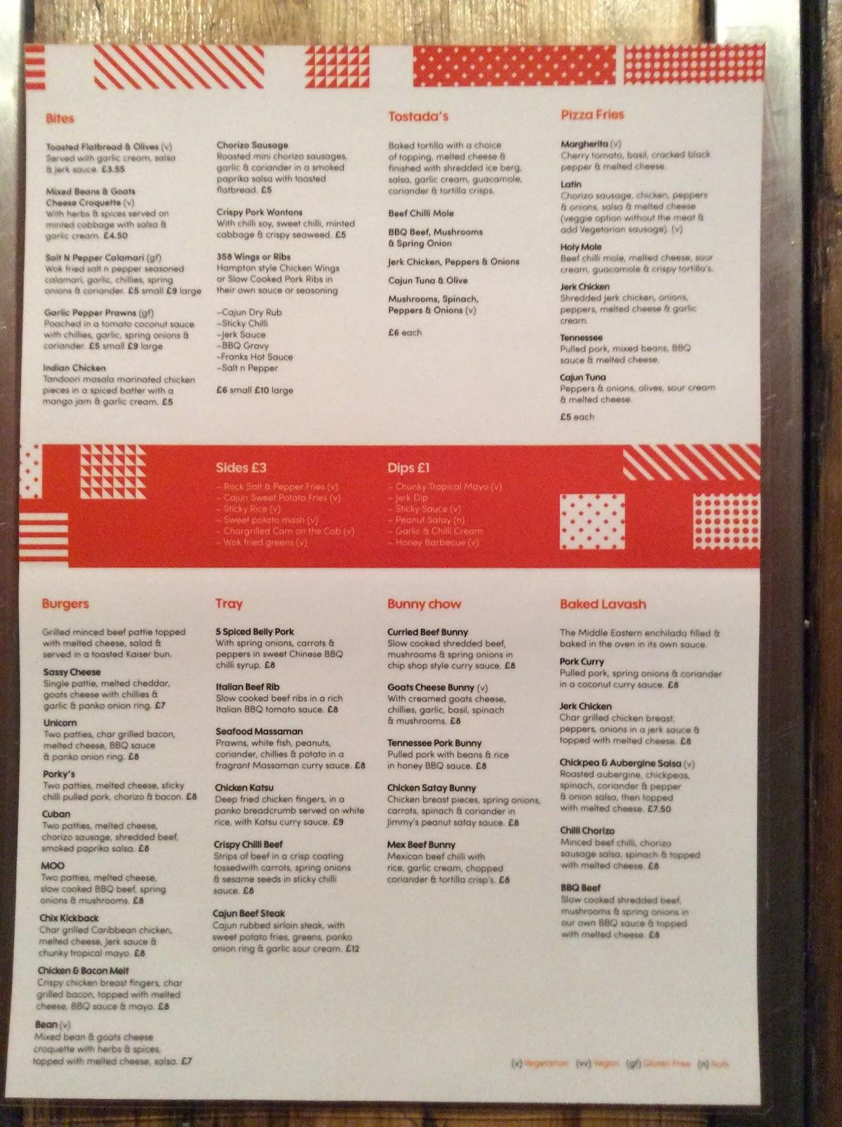 Menu at Portland Street 358 restaurant, Liverpool, 358 Smithdown Rd