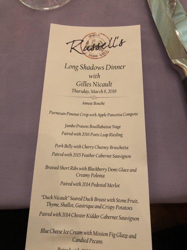 Menu at Russell's Restaurant & Loft, Bothell