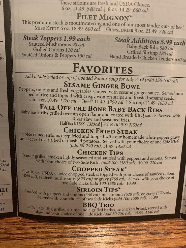 Menu at Dodge City Steakhouse Waynesville, Waynesville