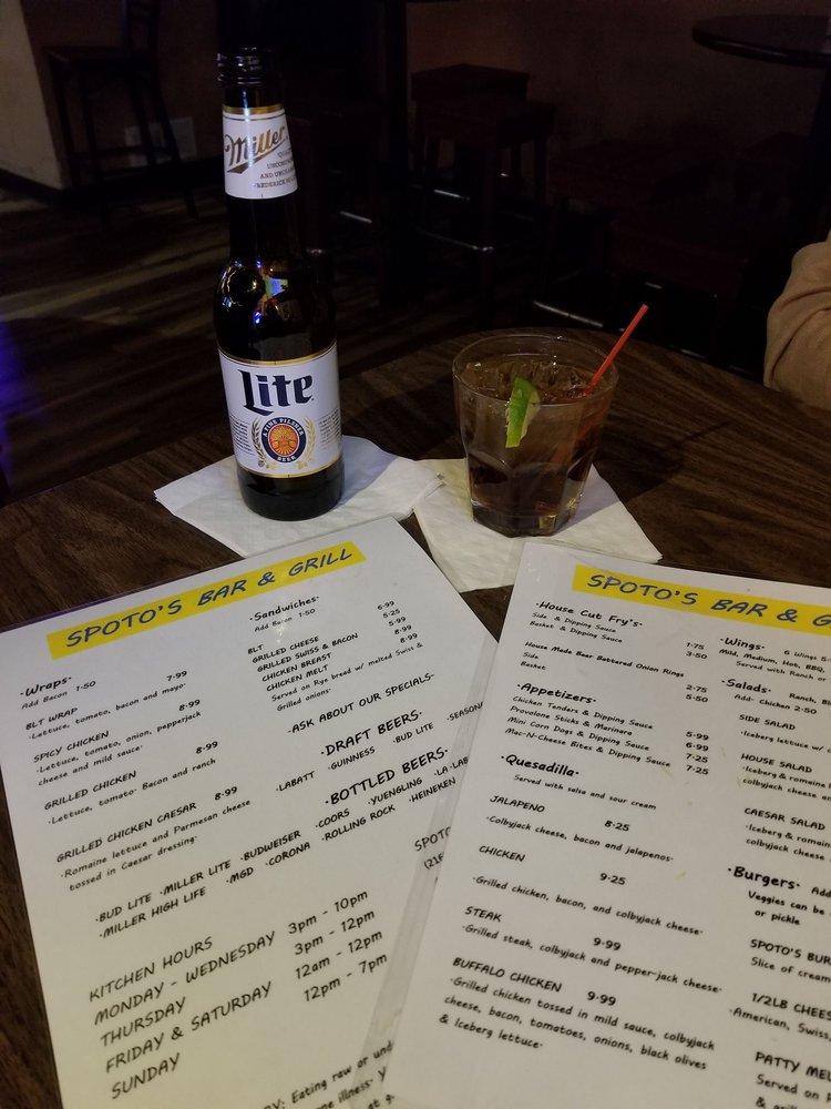 Menu at Spoto's Bar and Grill, South Euclid