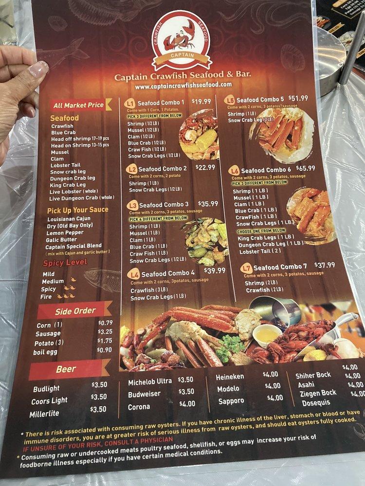 Menu at Captain Crawfish pub & bar, Humble