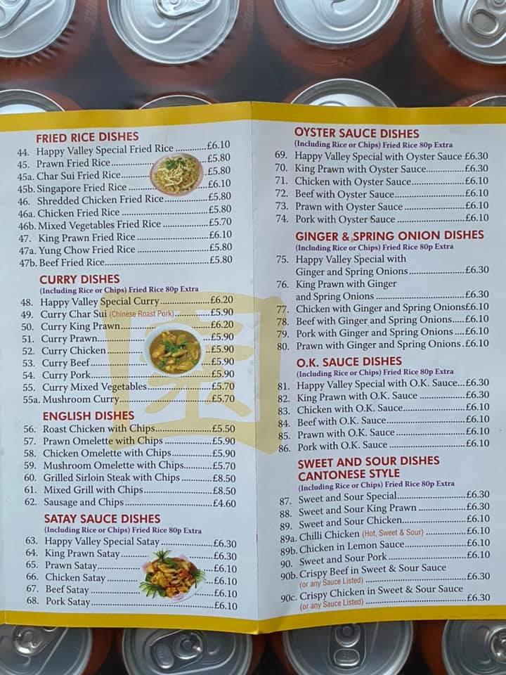 Menu at Happy Valley fast food, Wakefield