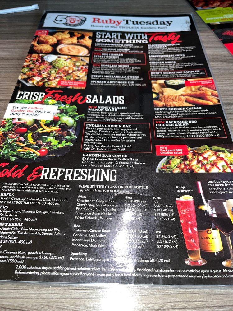 Menu at Ruby Tuesday restaurant, Gillette, 420 E Boxelder Rd