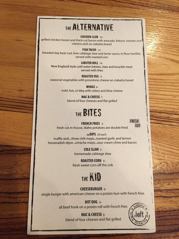 Carta del pub y bar The BURGER Loft, New City