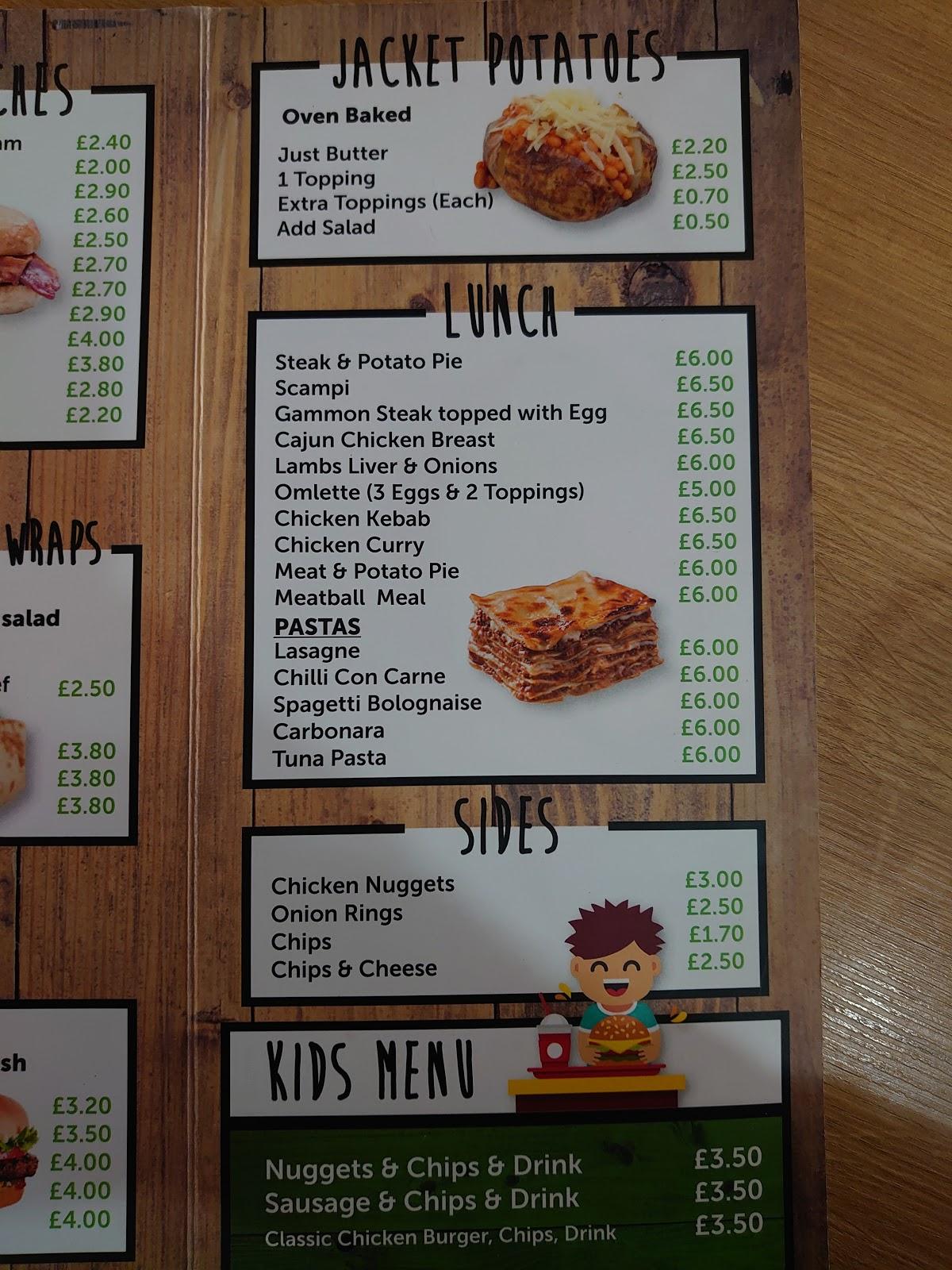 Menu at The Shay Cafe, Halifax