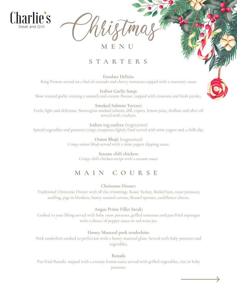 Menu at Charlie's Steak House And Grill pub & bar, Gibraltar