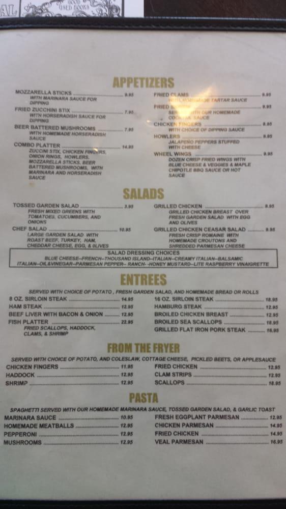 Menu at Wheel Inn restaurant, Benson