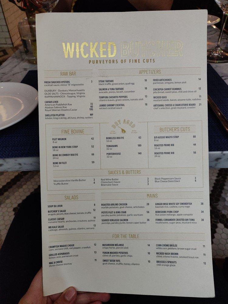 Menu at Wicked Butcher pub & bar, Fort Worth