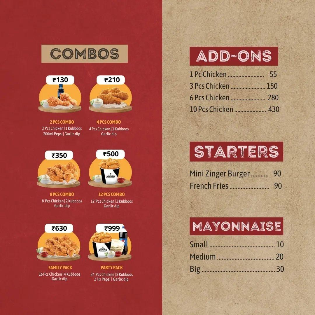 Menu at YUMMY FRIED CHICKEN KOYILANDY, Moodadi