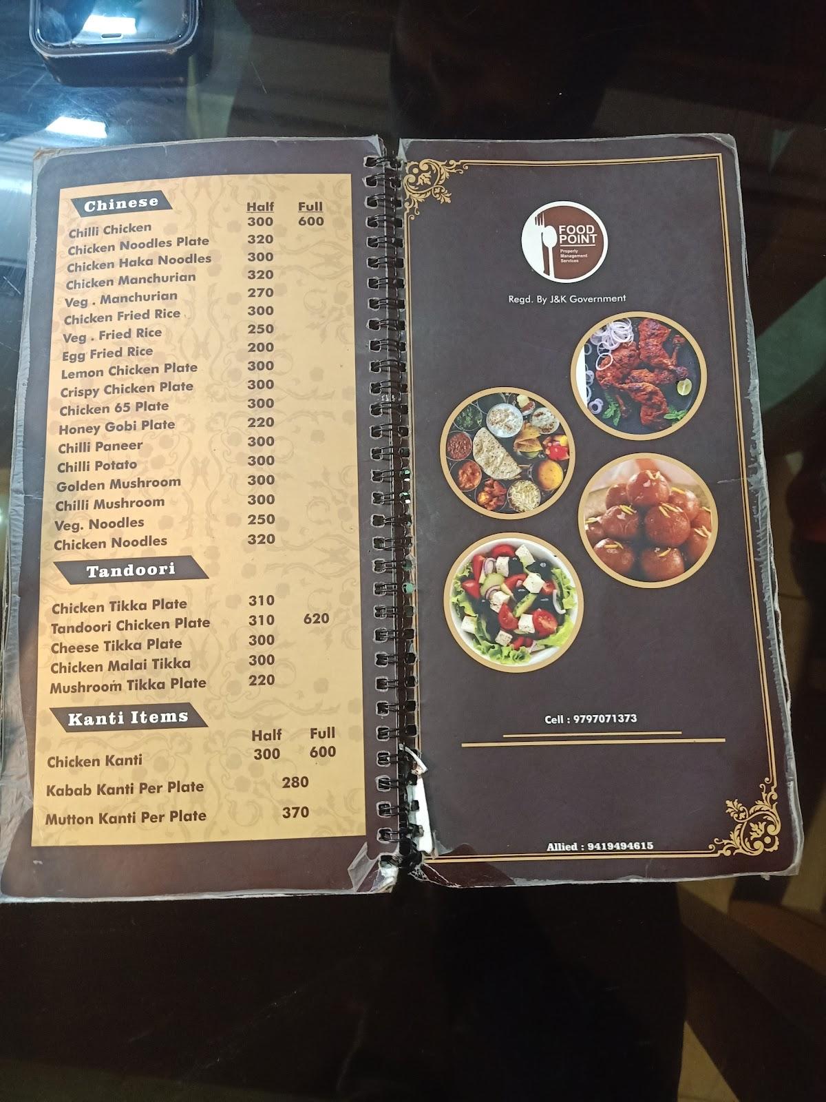 Menu at Food Point Restaurant Pahalgam, Pahalgam